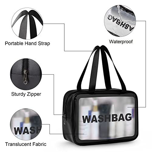 MicoSim Clear Toiletry Bag Set for Women Men, Translucent Waterproof Travel Makeup Bag with Handle, Large Capacity Sturdy & Leak Resistant Cosmetic Bag Pouch for Traveling,Accessories…