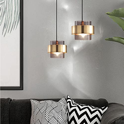 DULAB Nordic Mini Hanging Chandelier Lamp, Glass Pendant Light Fixtuers Modern Gold Drop Ceiling Lamp, Bedroom Bedside Restaurant Cafe Bar Suspension Lighting Fitting, E27/E26 Socket Suspension Lights