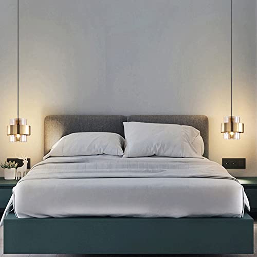 DULAB Nordic Mini Hanging Chandelier Lamp, Glass Pendant Light Fixtuers Modern Gold Drop Ceiling Lamp, Bedroom Bedside Restaurant Cafe Bar Suspension Lighting Fitting, E27/E26 Socket Suspension Lights