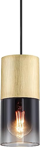 LINSEEDS Pendant Light Fixtures, Black and Gold Adjustable Modern Pendant Lights for Kitchen Island, Industrial Glass Pendant Lights for Dining Table Hallway Bedroom Living Room,1 Pack