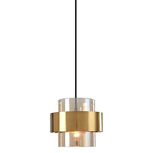 DULAB Nordic Mini Hanging Chandelier Lamp, Glass Pendant Light Fixtuers Modern Gold Drop Ceiling Lamp, Bedroom Bedside Restaurant Cafe Bar Suspension Lighting Fitting, E27/E26 Socket Suspension Lights