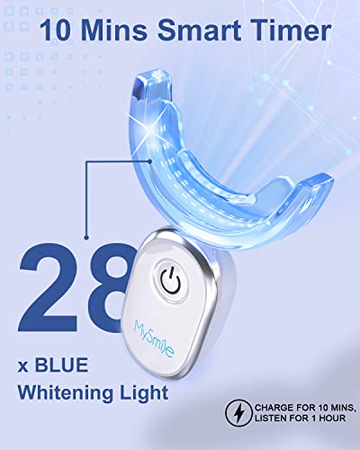 MySmile Teeth Whitening Kit with led Light, 28X Teeth Whitening Strips for Teeth Sensitive, 10 Min Fast Whitening Teeth, Helps to Remove Stains from Coffee, Smoking, Wines(1Pcs Light + 14Sets Strips)