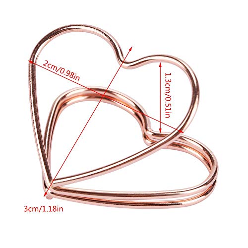 5pcs Paper Clips Rose Gold Color Metal Electroplating Heart Shape Page Marker Funny Bookmark Clip for Office Supplier School Student