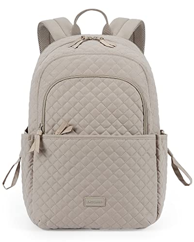 BAGSMART Travel Laptop Backpack, Quilted Work Bookbag Fits 15.6 Inch Laptop, Laptop Backpack with Charging Port Hole, Lightweight Bookbag for College Work Business, Grey