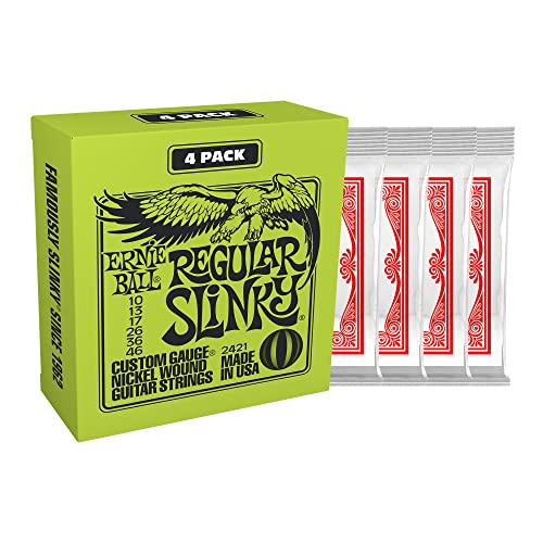 Ernie Ball Regular Slinky Nickel Wound Electric Guitar Strings Amazon Exclusive 4-Pack - 10-46 Gauge