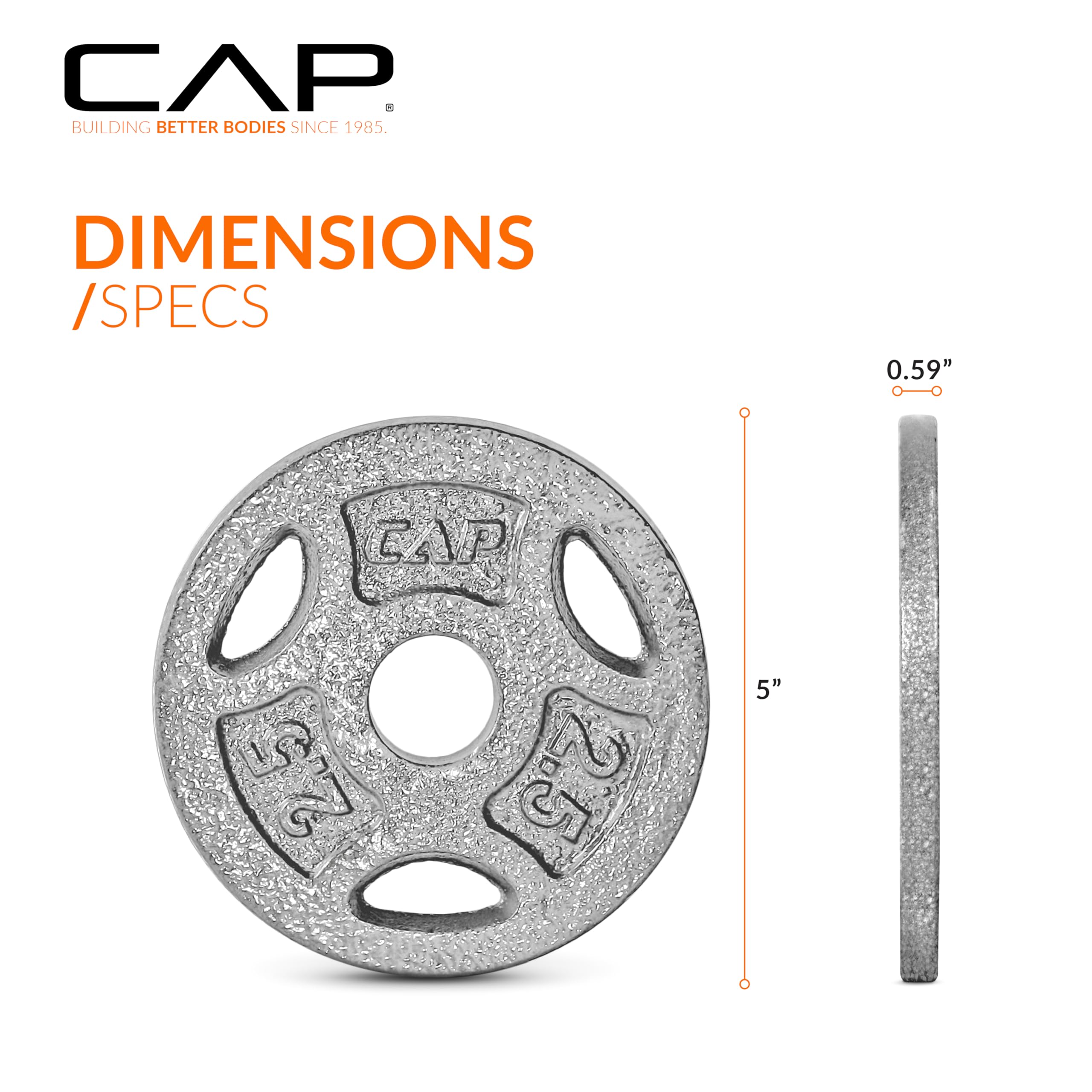 CAP Barbell Standard 1-Inch Grip Weight Plates 2.5 lbs Gray, Pack (x4) (RWPIS-002.5)