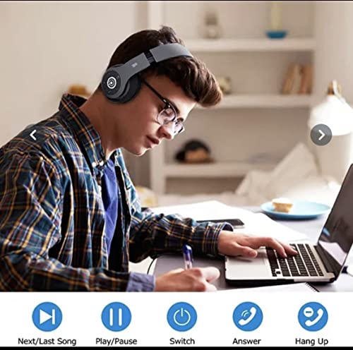 A8S Wireless Bluetooth Headphones Foldable Overear Headsets Hi-Fi Stereo Earphones with Built-in Mic Support Micro SD/TF, FM for iPhone/Samsung/iPad/PC (Blue)