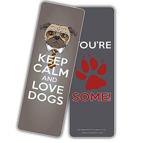 Creanoso Inspiring Dog Lover Bookmark Gifts for Owners (60-Pack) โ Six Assorted Quality Dog Themed Bookmarks Bulk Set โ Premium Gift for Dog Pet Owners Lovers