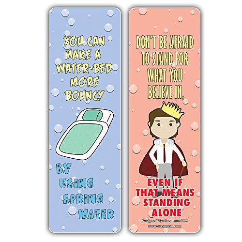 Creanoso Motivational One Liners Jokes Bookmarks Series 1 (30-Pack) – Six Assorted Quality Bookmarker Cards Set – Premium Gift Token Giveaways for Men, Women, Adults – Book Page Clip