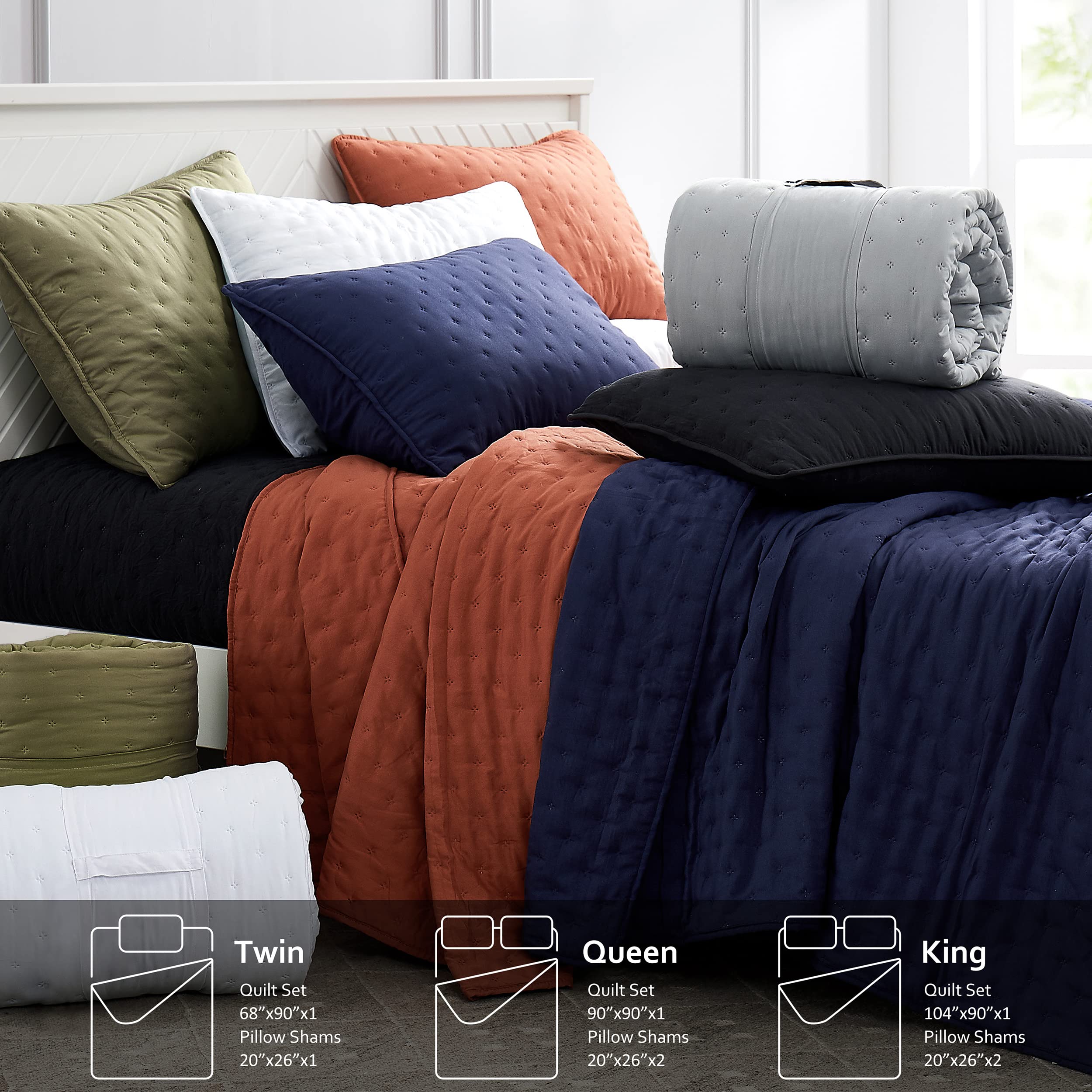 ROARINGWILD Light Grey Twin Size Quilt Bedding Sets with Pillow Sham, Lightweight Bedspread Coverlet, Quilted Blanket Thin Comforter Bed Cover, All Season Summer Spring, 2 Pieces, 68x90 inches