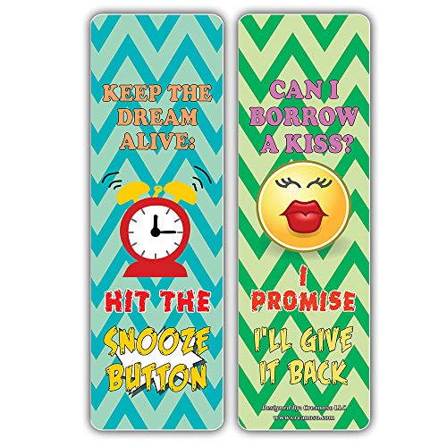 Creanoso Motivational One Liners Jokes Bookmarks Series 1 (30-Pack) – Six Assorted Quality Bookmarker Cards Set – Premium Gift Token Giveaways for Men, Women, Adults – Book Page Clip