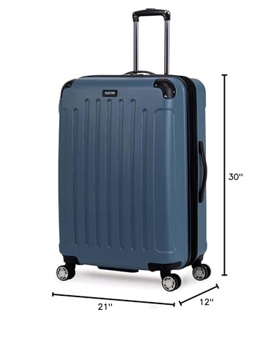 Kenneth Cole REACTION Renegade Luggage Expandable 8-Wheel Spinner Lightweight Hardside Suitcase, Granite Blue, 28-Inch Checked