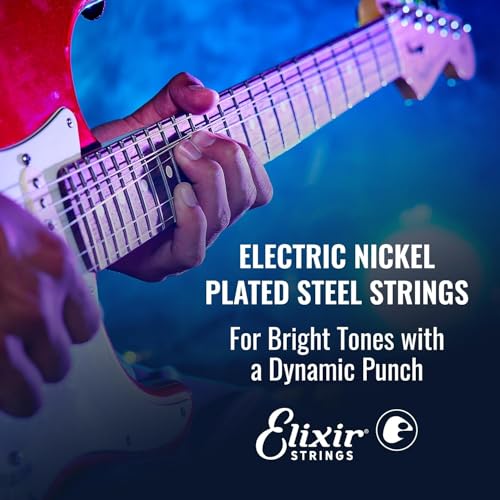 Elixir Strings, Electric Guitar Strings, Nickel Plated Steel with NANOWEB Coating, Longest-Lasting Bright Tone with Comfortable Feel, 6 String Set, Heavy 12-52