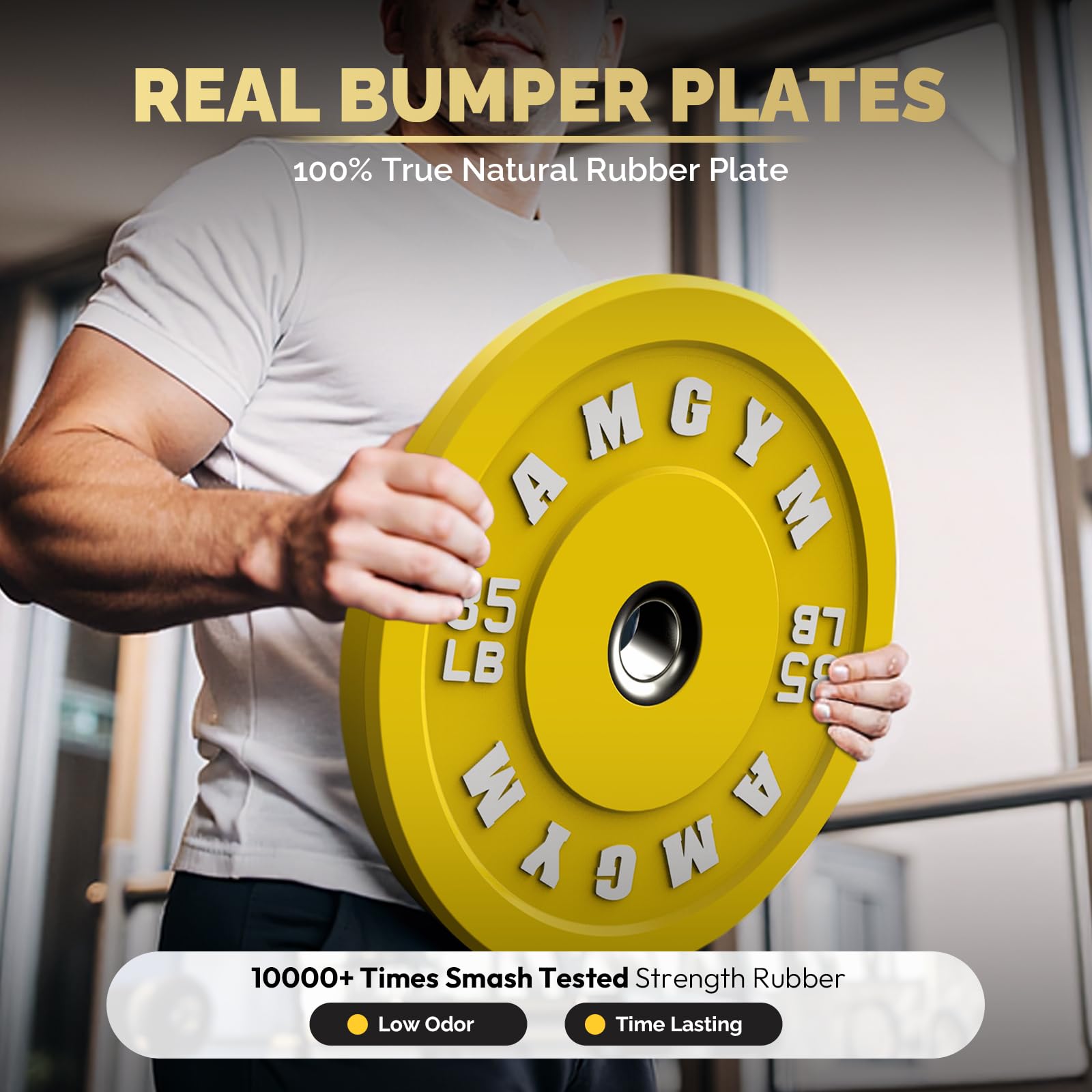 AMGYM Color Olympic Bumper Plate, Weights Plates, Bumper Weight Plate, Steel Insert, Strength Training(45lb Pair)
