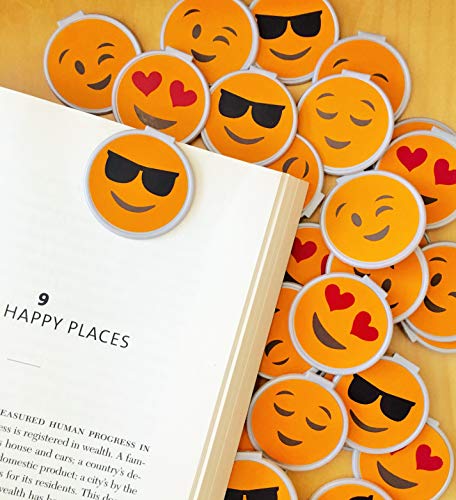 Emoticon Clip Over The Page Bookmarks - 36 Bulk Bookmarks for Kids Girl’s Boys- School Student Incentives – Library incentives – Reading Incentives - Party Favor Prizes - Classroom Reading Awards!