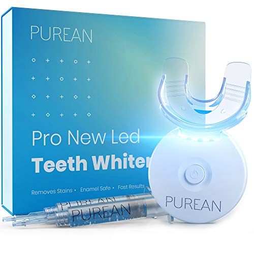 Purean Teeth Whitening Kit with LED Light â 2 Syringes of 5ml Professional 35% Carbamide Peroxide Tooth Whitener Gel â Bright White Smile Set with Mouth Tray