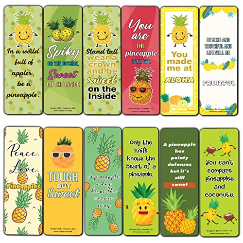 Creanoso Pineapple Bookmarks (5-Sets X 6 Cards) – Daily Inspirational Card Set – Interesting Book Page Clippers – Great Gifts for Adults and Professionals