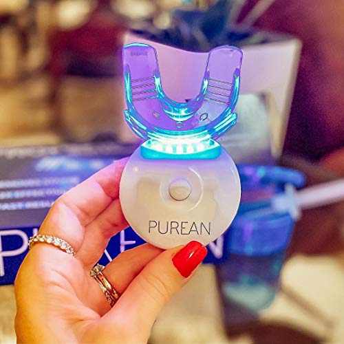 Purean Teeth Whitening Kit with LED Light β 2 Syringes of 5ml Professional 35% Carbamide Peroxide Tooth Whitener Gel β Bright White Smile Set with Mouth Tray