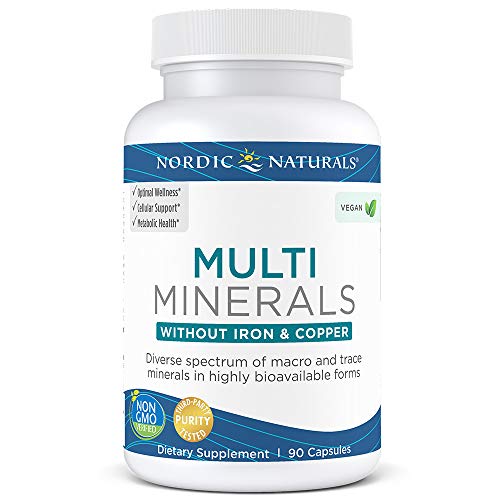Nordic Naturals Multi Minerals Without Iron & Copper, Unflavored - 90 Capsules - 9 Essential Minerals to Support Cellular Health - Optimal Health & Wellness - Certified Vegan - Non-GMO - 30 Servings