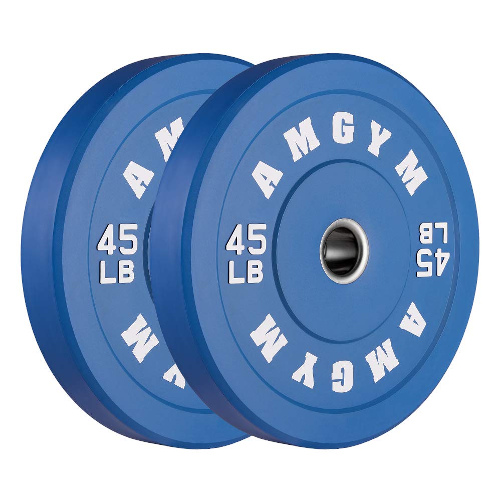 AMGYM Color Olympic Bumper Plate, Weights Plates, Bumper Weight Plate, Steel Insert, Strength Training(45lb Pair)