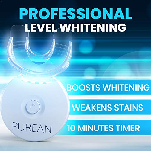 Purean Teeth Whitening Kit with LED Light β 2 Syringes of 5ml Professional 35% Carbamide Peroxide Tooth Whitener Gel β Bright White Smile Set with Mouth Tray