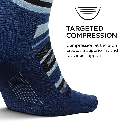 Feetures Everyday Max Cushion Crew Sock for Men - Moisture-Wicking Socks - Transit Blue, L (1 Pair)