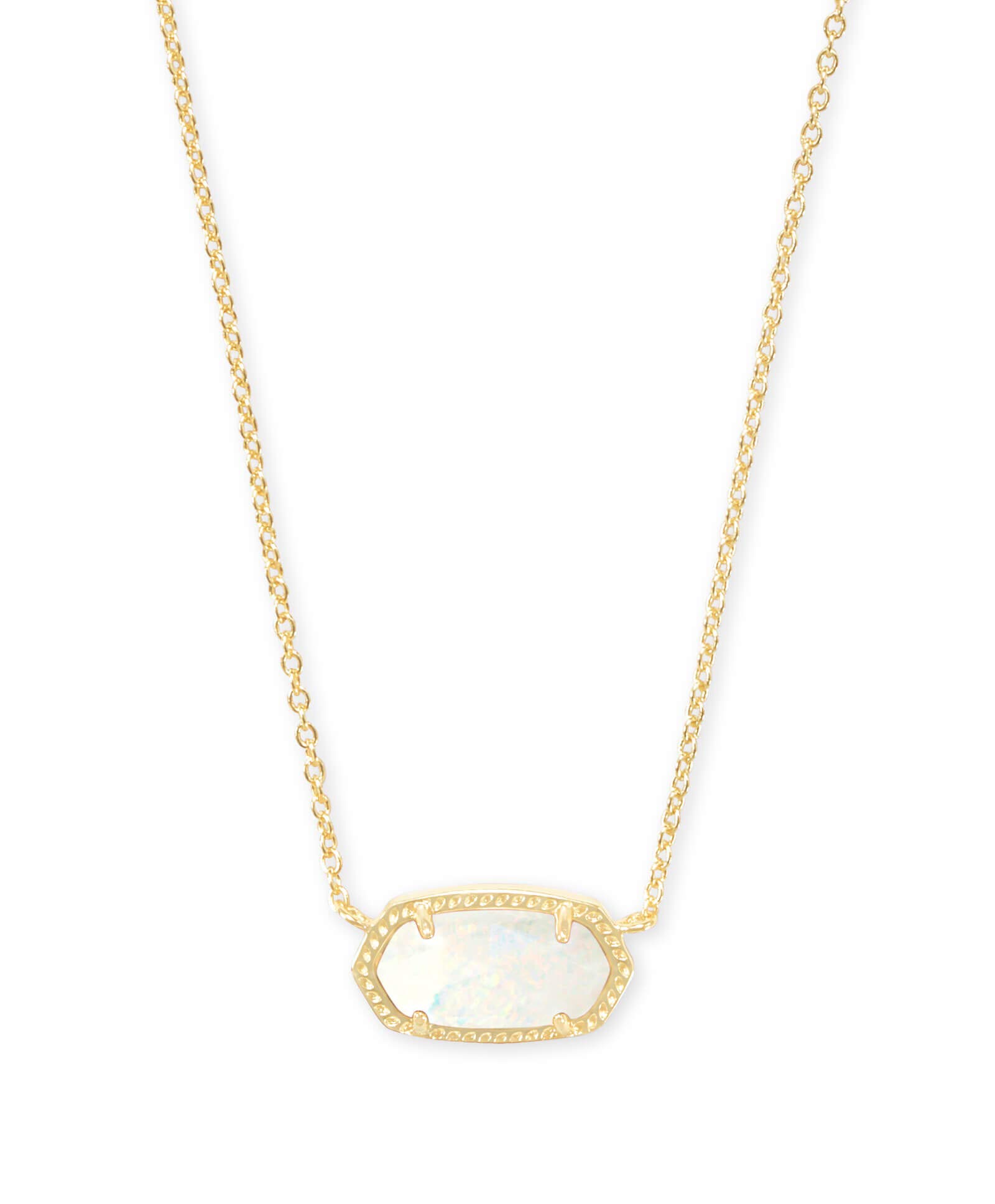 Kendra Scott Elisa Pendant Necklace for Women, Fashion Jewelry, 14k Gold-Plated, White Opal