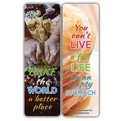 Creanoso Inspiring Sayings Food Lovers Series 2 Bookmarks (12-Pack) β Premium Gift Set β Awesome Bookmarks for Chefs, Cooks, Adult Men & Women β Six Bulk Assorted Bookmarks Designs