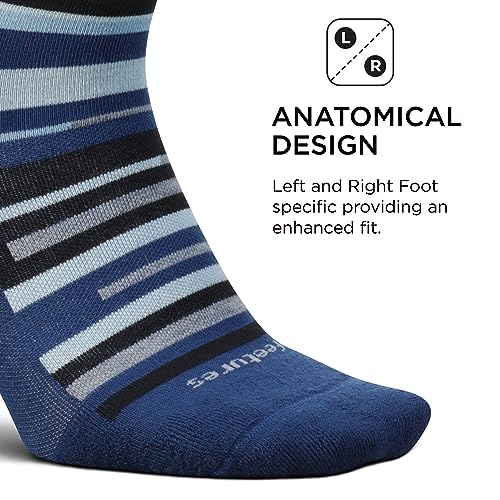 Feetures Everyday Max Cushion Crew Sock for Men - Moisture-Wicking Socks - Transit Blue, L (1 Pair)