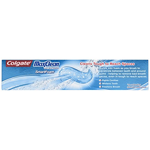 Colgate Max Clean Whitening Foaming Toothpaste with Fluoride, Effervescent Mint, 6 Ounce, 4 Pack