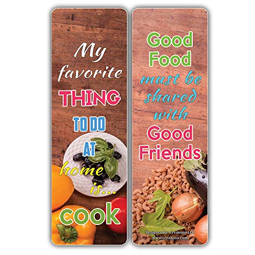 Creanoso Inspiring Sayings Food Lovers Series 2 Bookmarks (12-Pack) β Premium Gift Set β Awesome Bookmarks for Chefs, Cooks, Adult Men & Women β Six Bulk Assorted Bookmarks Designs