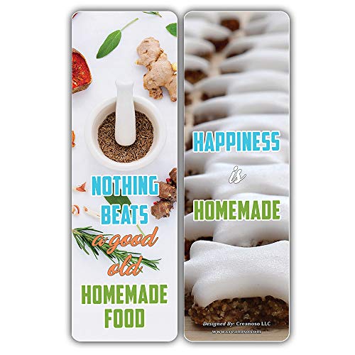 Creanoso Inspiring Sayings Food Lovers Series 2 Bookmarks (12-Pack) β Premium Gift Set β Awesome Bookmarks for Chefs, Cooks, Adult Men & Women β Six Bulk Assorted Bookmarks Designs