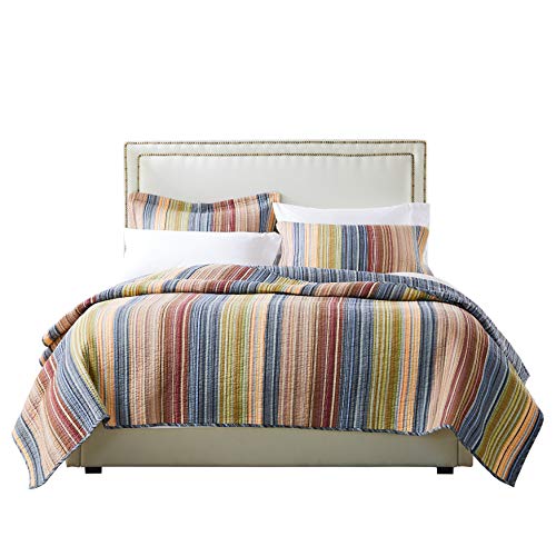 Greenland Home 100% Cotton Fashion Quilt Collection, Prewashed, Reversible Quilt Set, 3-Piece Full/Queen, Katy