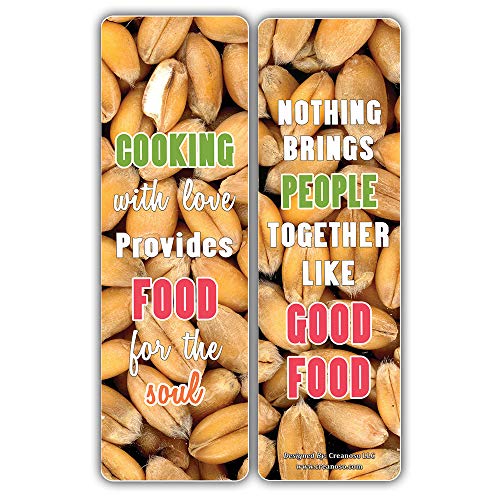 Creanoso Inspiring Sayings Food Lovers Series 2 Bookmarks (12-Pack) β Premium Gift Set β Awesome Bookmarks for Chefs, Cooks, Adult Men & Women β Six Bulk Assorted Bookmarks Designs