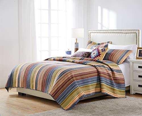 Greenland Home 100% Cotton Fashion Quilt Collection, Prewashed, Reversible Quilt Set, 3-Piece Full/Queen, Katy