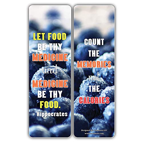 Creanoso Inspiring Sayings Food Lovers Series 2 Bookmarks (12-Pack) β Premium Gift Set β Awesome Bookmarks for Chefs, Cooks, Adult Men & Women β Six Bulk Assorted Bookmarks Designs