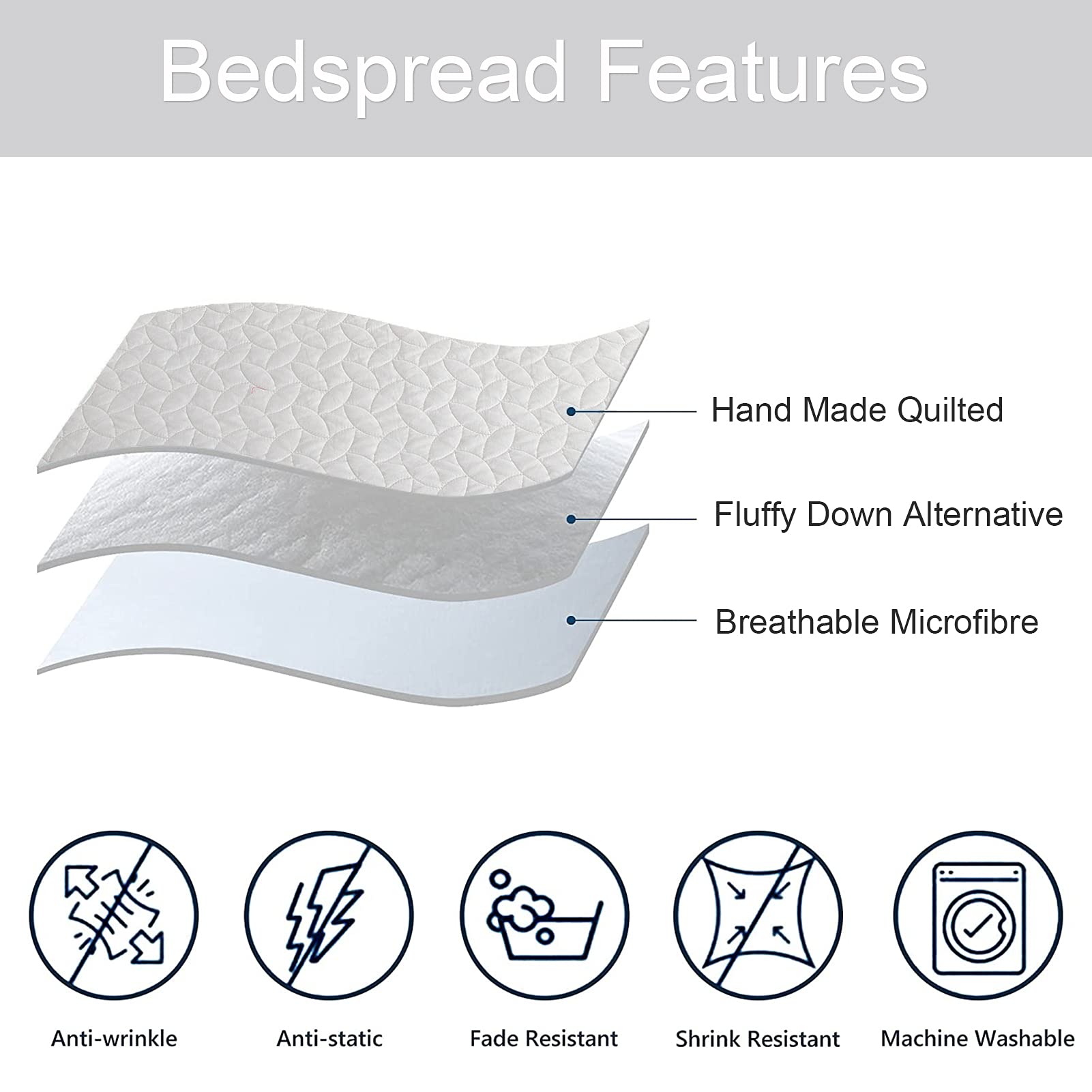 Hygge Hush Summer Quilt Set, Twin Size Pure White Leaves Pattern 2 Pieces Quilt Set, Oversized Modern Style Bedspread Set for All Season (1 Quilt & 1 Pillow Shams)