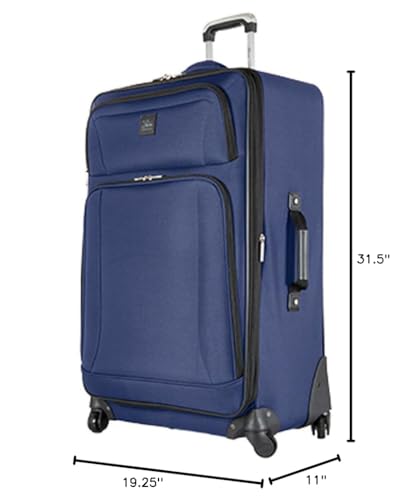 Skyway Epic Softside Large Checked Luggage - Lightweight Suitcase with Wheels | TSA Approved Travel Bag | Spinner Suitcase | Large Luggage Set with Telescoping Handle, 28 inch, Surf Blue