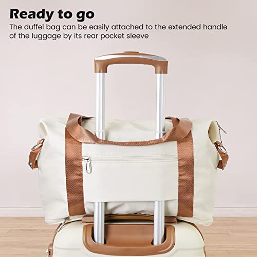 Coolife Suitcase Set 3 Piece Luggage Set Carry On Hardside Luggage with TSA Lock Spinner Wheels (Snow White, 3 piece set (DB/TB/20))