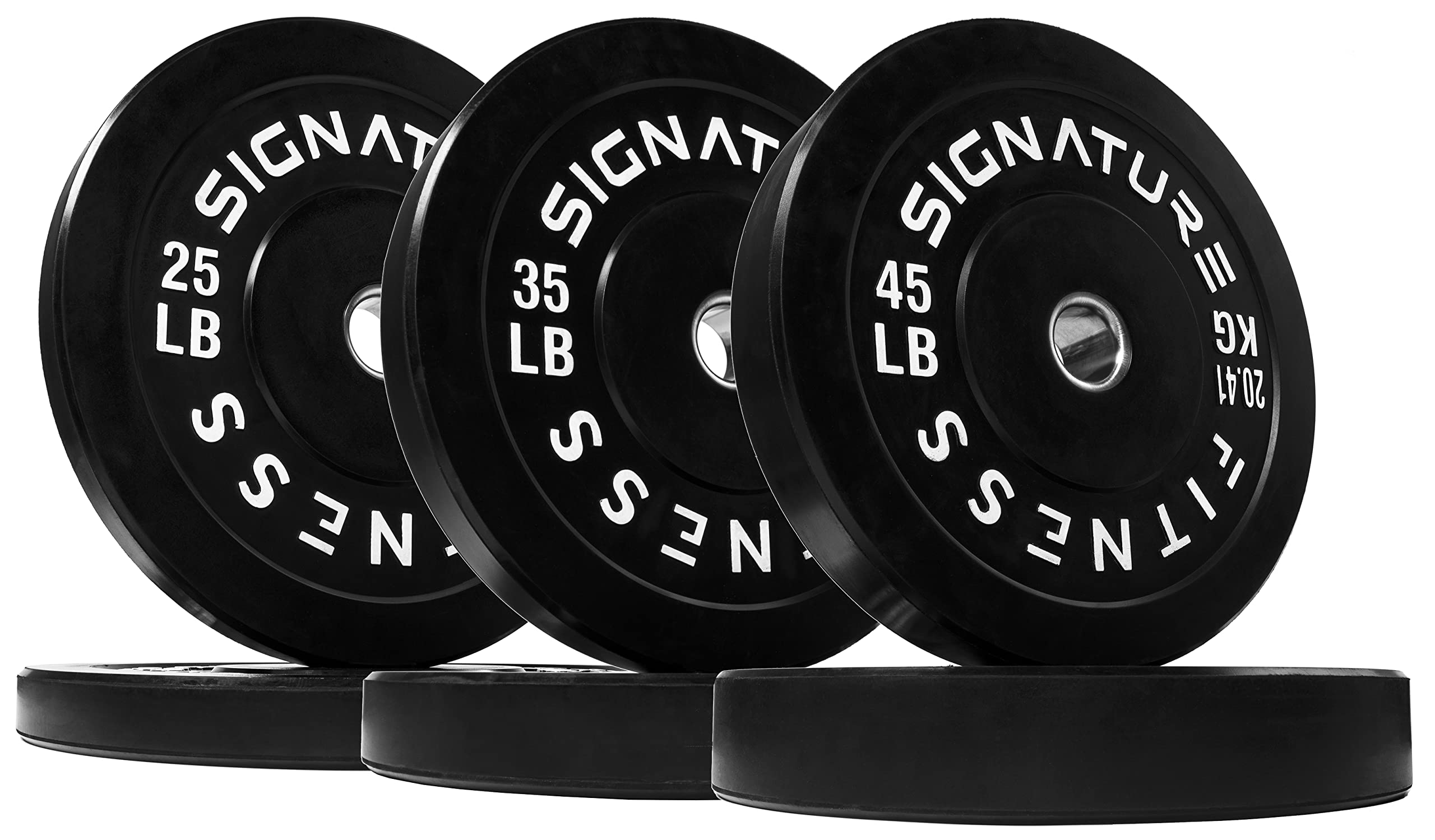 Fitvids 2" Olympic Bumper Plate Weight Plates with Steel Hub, 210LB Set (2X 25/35/45LB), Black, with 7FT Olympic Barbell (Chrome)