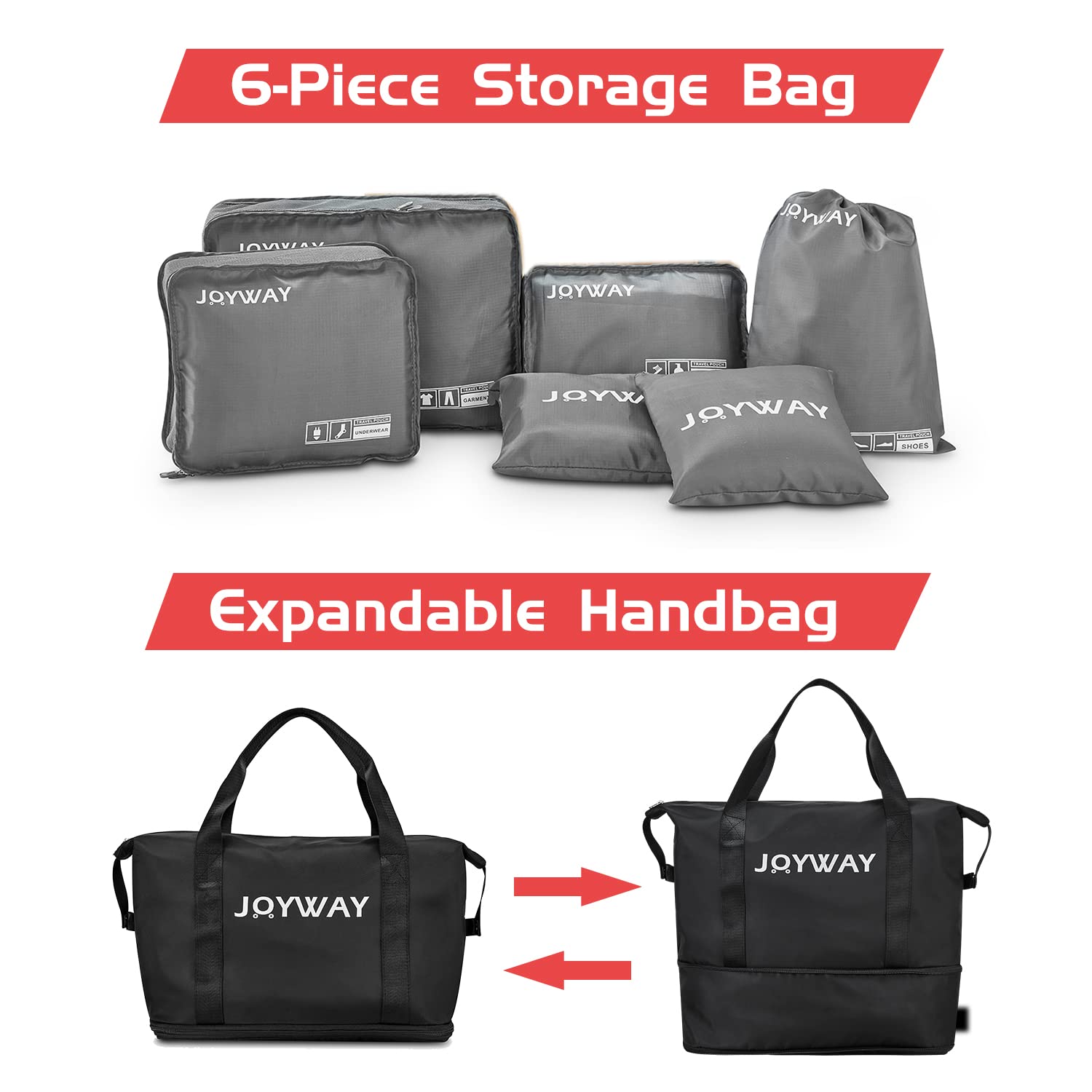 Joyway Luggag 7-Piece Travel Sets,28 inch Suitcase with Spinner Wheels,Hard Case Large Luggage with TSA Locks(28Inch No Bag Red)