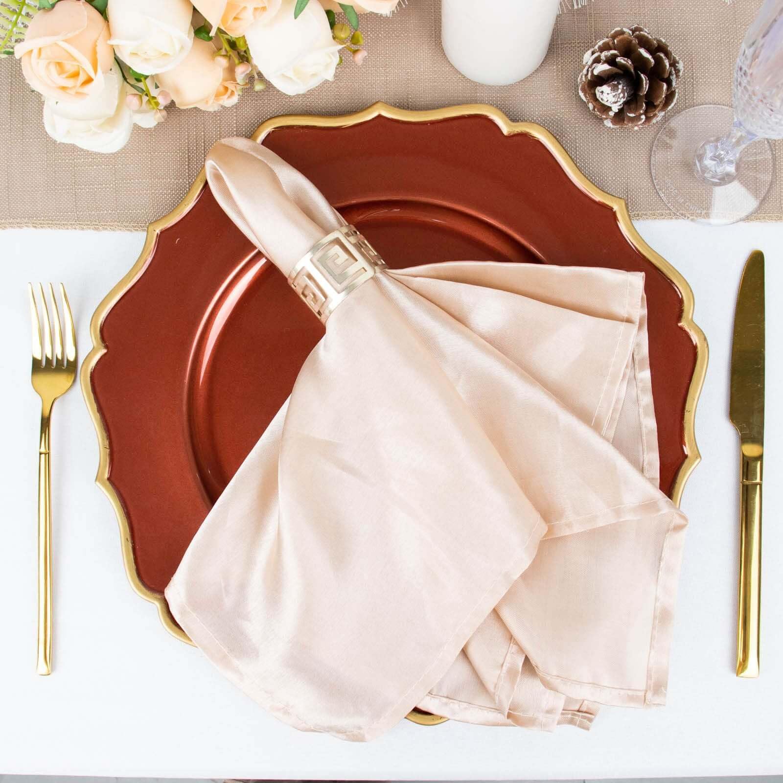 Efavormart 6 Pack | Terracotta & Gold 13" Round Scallop Rim Plastic Charger Plates, Tabletop Dinnerware Decor