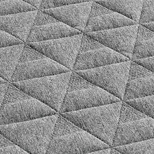 Sunshine Nicole Knit Quilt Set, Cotton Jersey Fabric for Face and Reverse, with Light Weight Soft Poly Fill, 3 Pieces Grey, Queen
