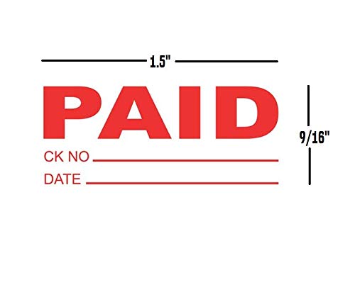 Paid with Check and Date - ExcelMark Self-Inking Rubber Stamp - A1539 Red Ink