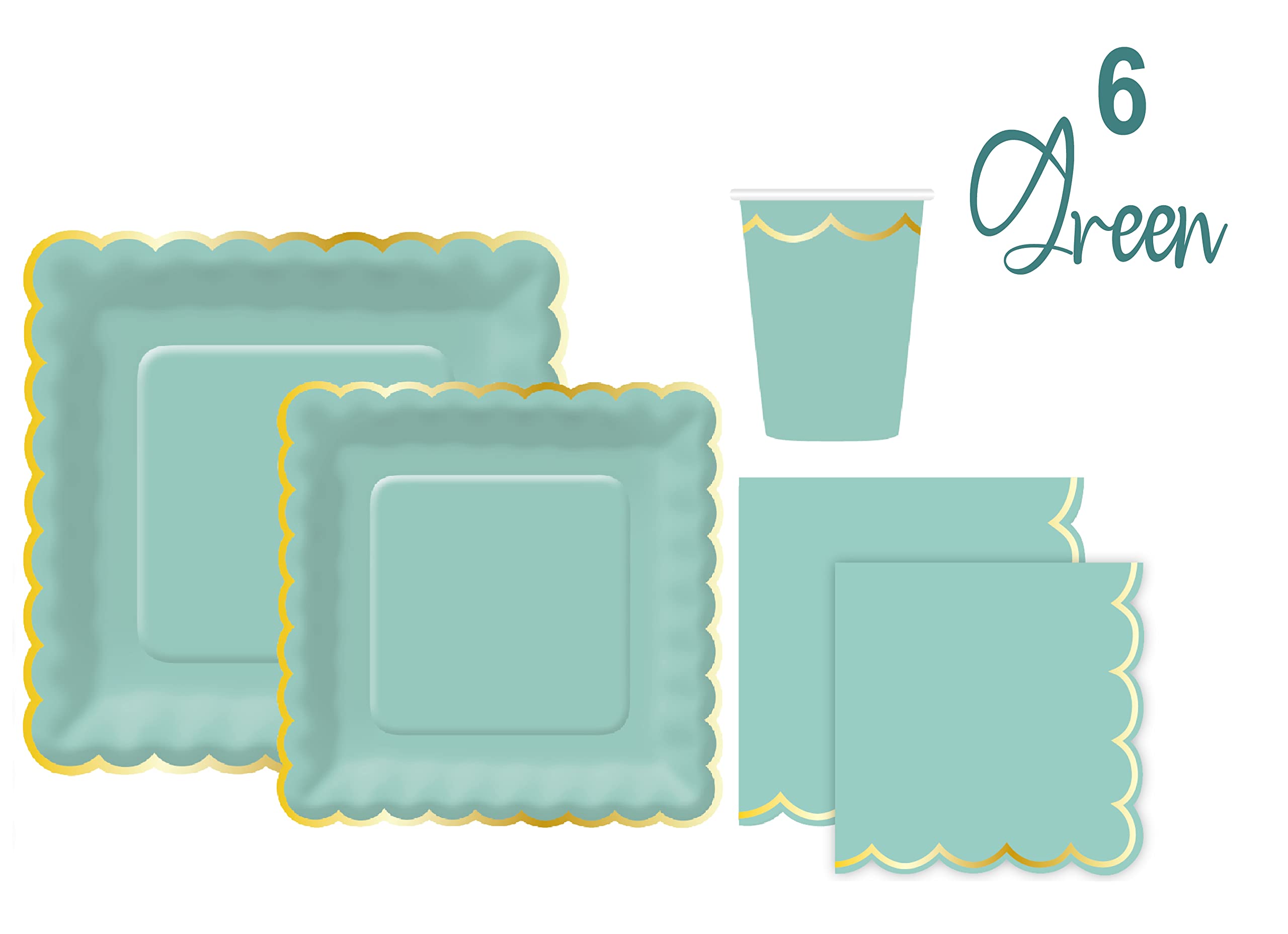 Serves 24 Scalloped Pastel Party Set 24-10 Inch Plates 24-7 Inch Plates 24 Lunch Napkins 24 Beverage Napkins 24 Cups - 12 Ounce cups