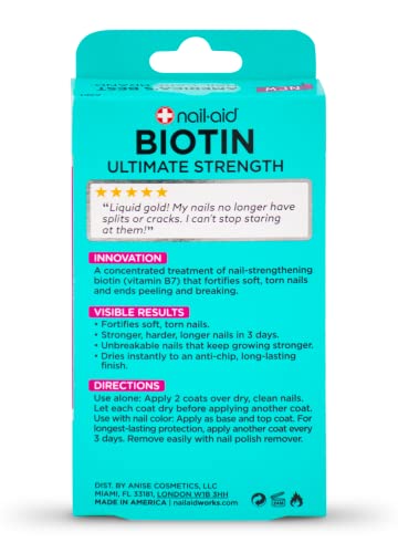 Nail-Aid Biotin Ultimate Strength - Nail Treatment & Strengthener - Clear, 0.55 Fl Oz (08873)
