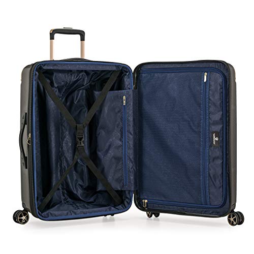 Traveler's Choice New London II Hardside Expandable Spinner Luggage, Gray, Checked-Medium 26-Inch