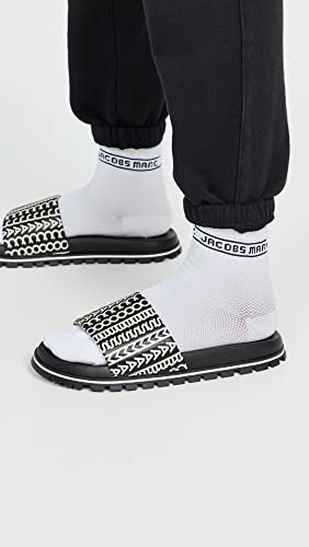 Marc Jacobs Women's THE MONOGRAM SLIDE, Black/White, 8 Medium US