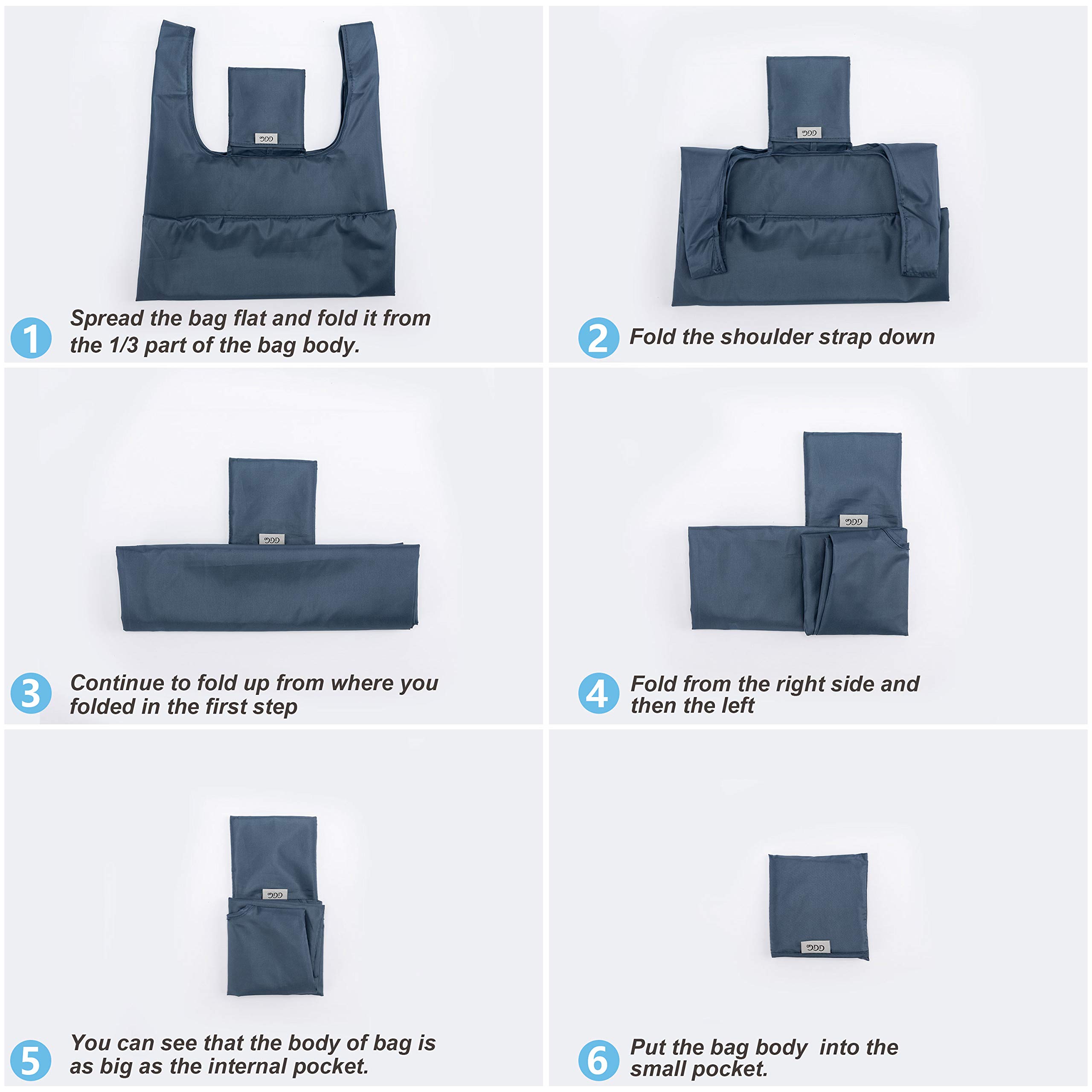CiCiGo Large Reusable Bags Shopping Washable Foldable 6 Pack Grocery Bags Heavy Duty Lightweight Folding Gift Tote Bags Durable Polyester Color