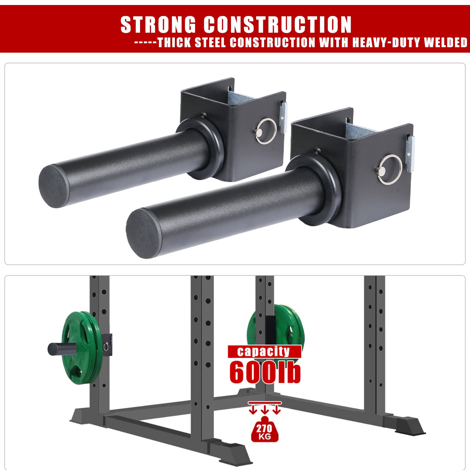 SYL Fitness Olympic Weight Plates Holder Power Rack Attachment Weights Storage Rack, Fit 3x3" Rack (All Hole Size)
